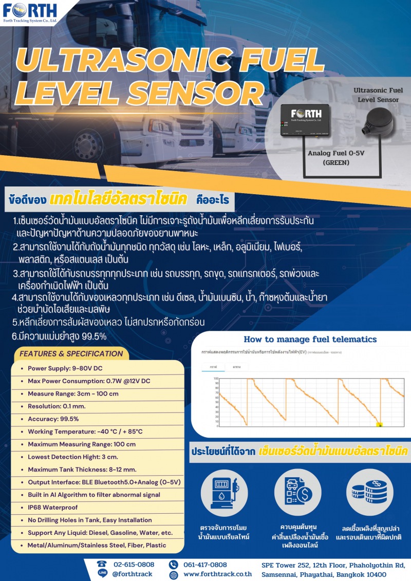 Ultrasonic Fuel Level Sensor เซนเซอร์วัดระดับน้ำมันแบบอัลตราโซนิก ...